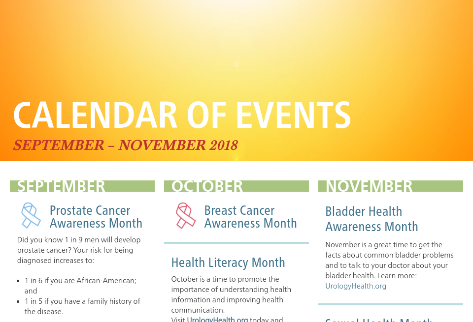 Calendar - Fall 2018