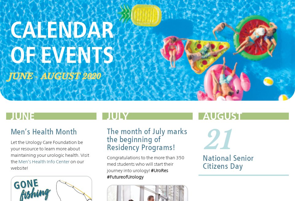 Calendar - Summer 2020